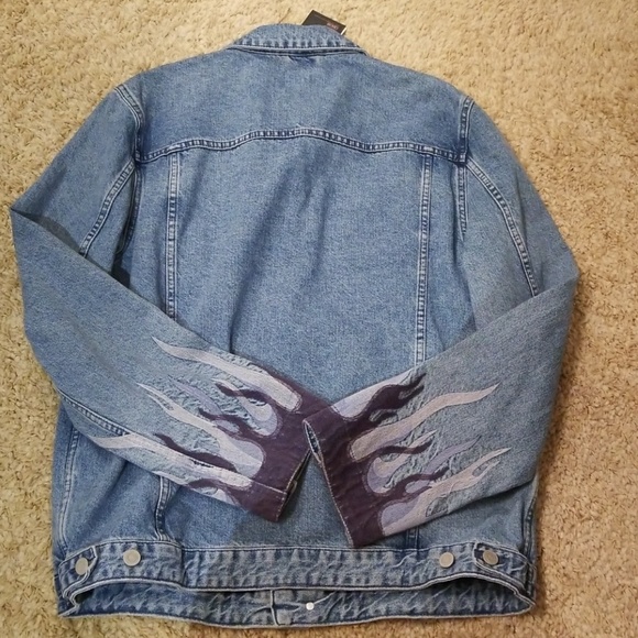 ASOS | Jackets & Coats | Asos Denim Jean Jacket With Fire Design On ...